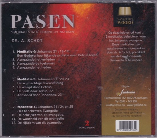 Luister CD Pasen 2 - Meditaties over Johannes 21 'na Pasen' - Ds. A ...