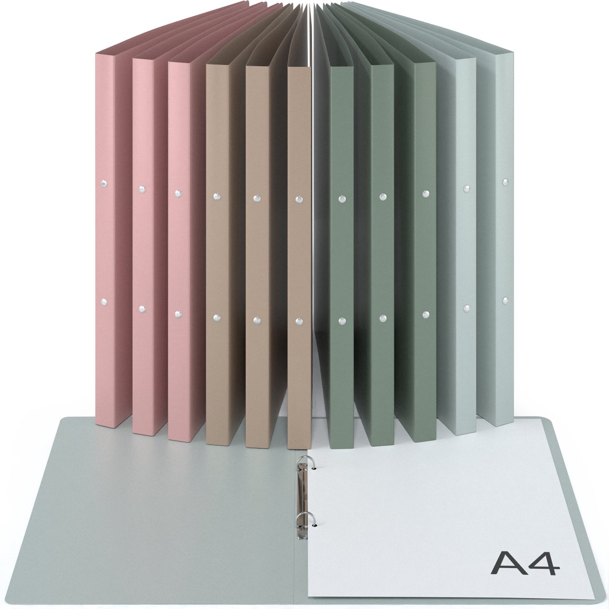ACROPAQ - 12 x Ringmap - A4 met 2 ringen, Pastel, Rugbreedte 2,2 cm ...
