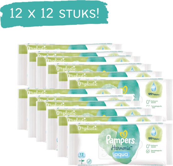 Pampers Harmonie Aqua Baby Vochtige doekjes, 144 doekjes (3 x 48 ...
