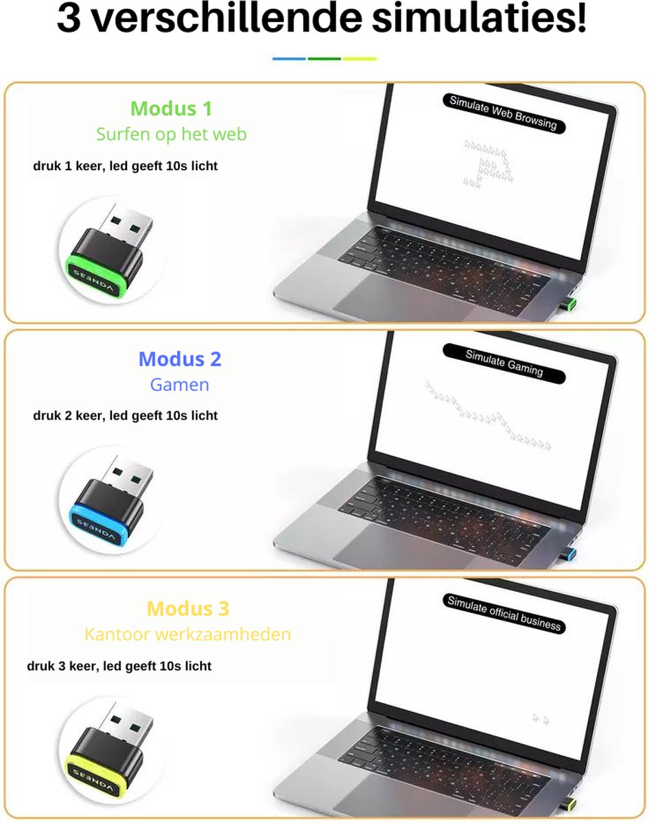 Mouse Jiggler – Mouse mover – Muis beweger – Muis simulator – ondetecteerbaar – Plug... | bol