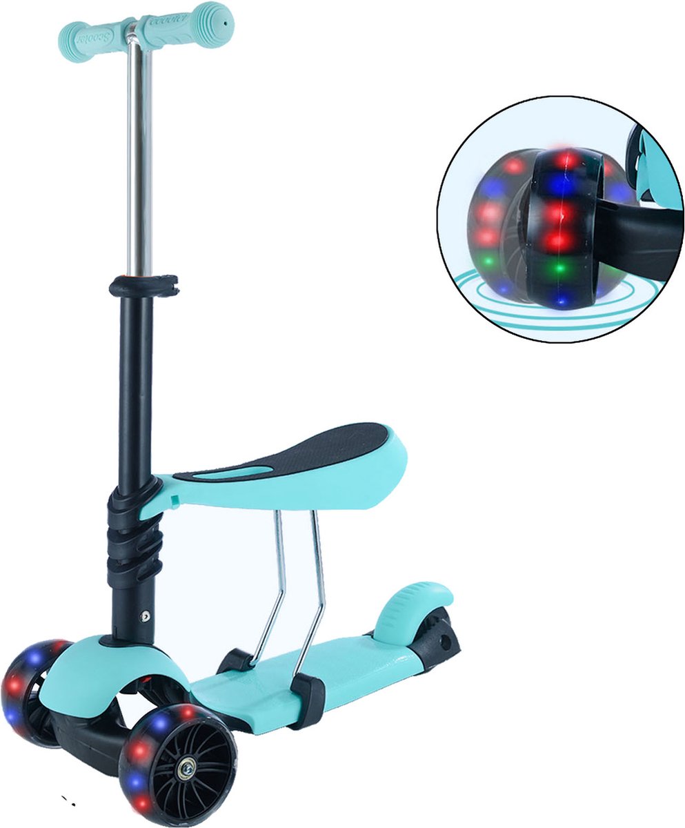 Kinderstep Met 3 Wielen -LED Lichtgevende Wielen- In Hoogte Verstelbare ...