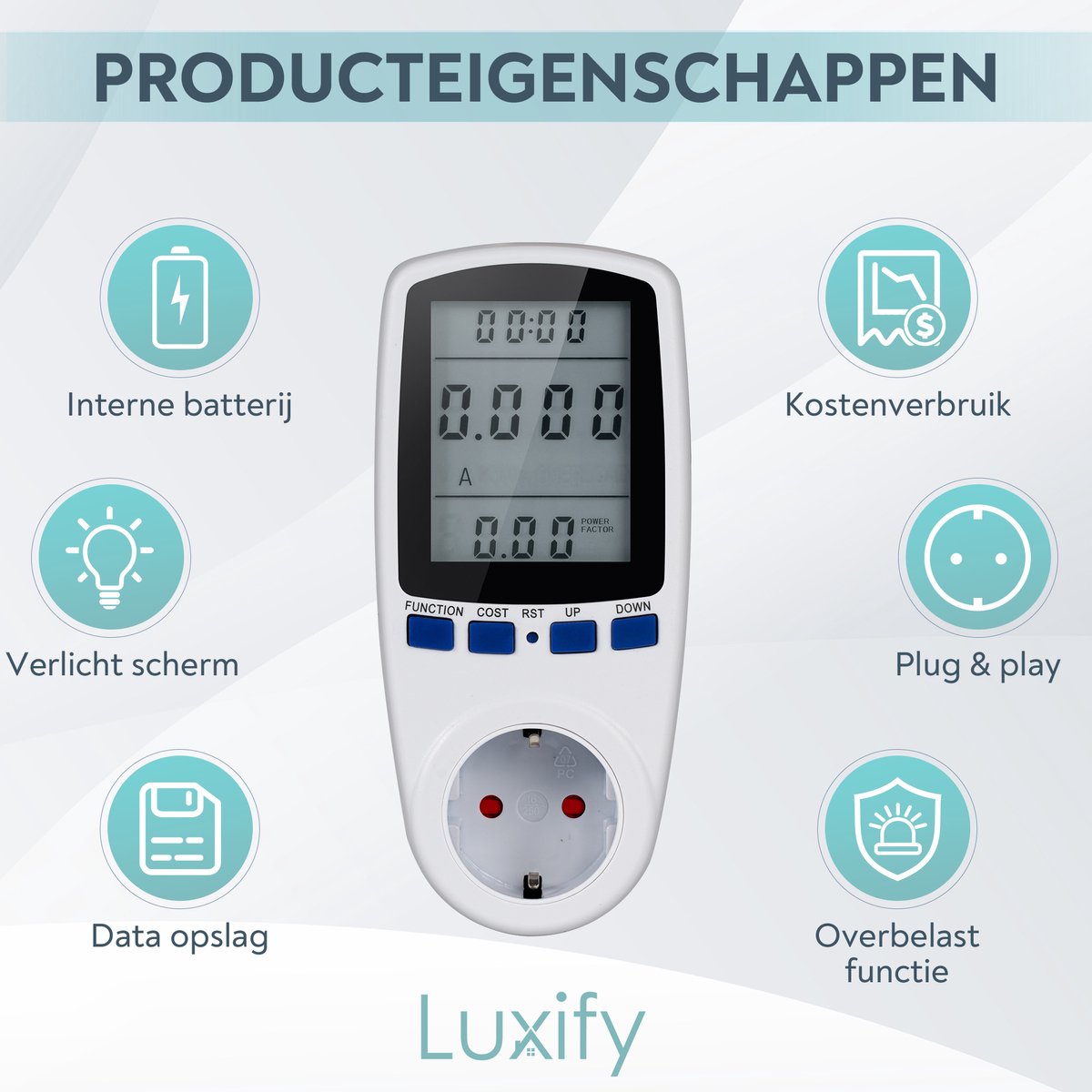 Luxify Energiemeter NL - Elektriciteitsmeter - P1 Meter – Multimeter – kWh Meter -... | bol