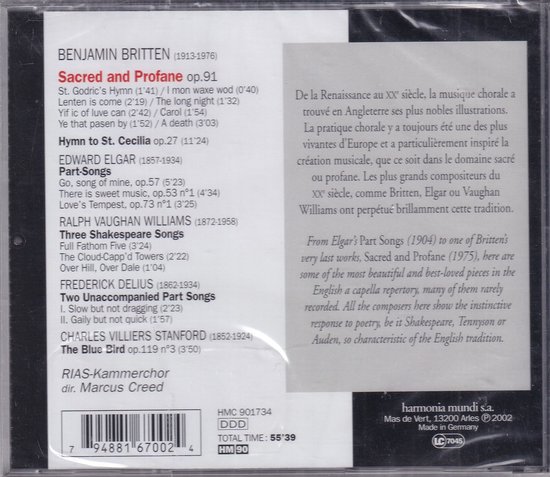 Sacred and Profane - Benjamin Britten - Rias Kammerchor o.l.v. Marcus ...