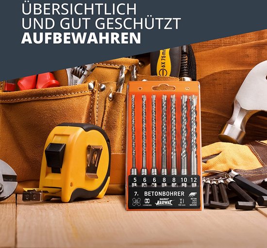BAURIX® Boorset SDS Plus 7 stuks]- NARWAL® Boorbit Moeiteloos boren ...
