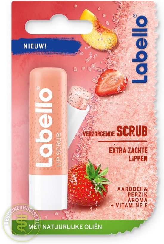 Labello Caring Scrub Strawberry & Peach lipbalsem Vrouwen 5,5 ml | bol.com