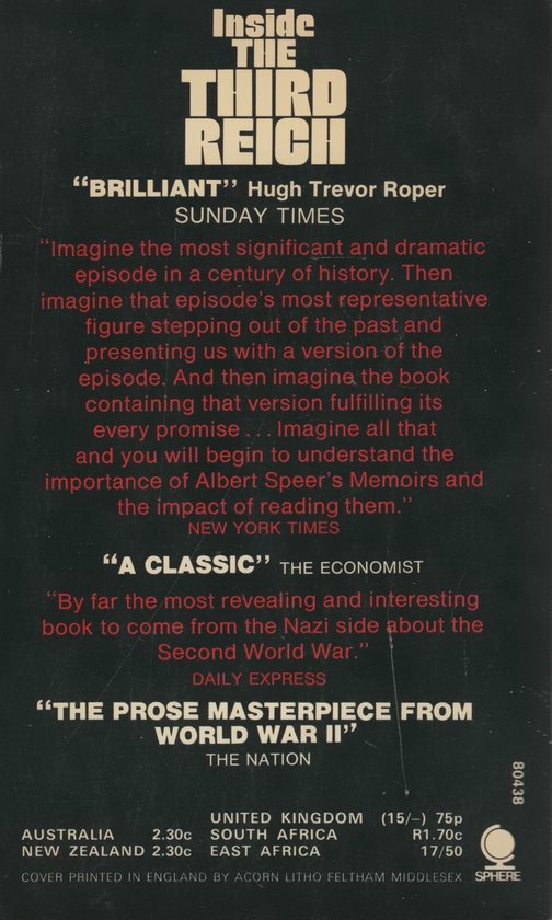 Inside the Third Reich, Albert Speer | 9780684829494 | Boeken | bol.com