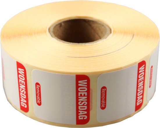 Label - Daglabel wo - papier - beschrijfbaar - 25x25mm - rood ...