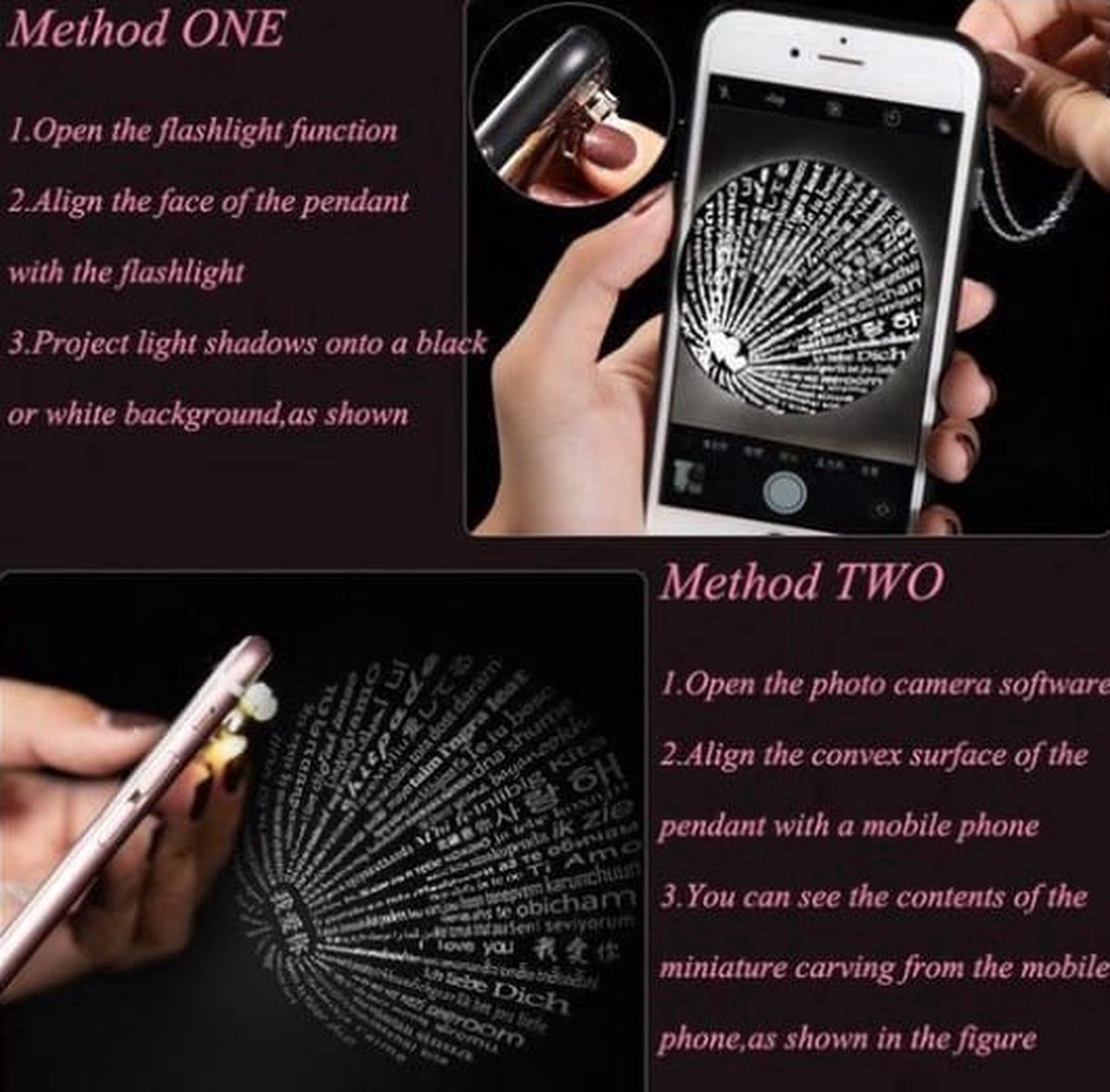 Valentine | Vraie rose | Collier "Je t'aime" en 100 langues différentes ...