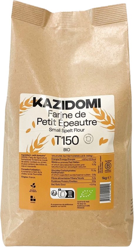 Kazidomi - Volkoren Klein Speltmeel T150 - Biologisch - Duurzaam ...