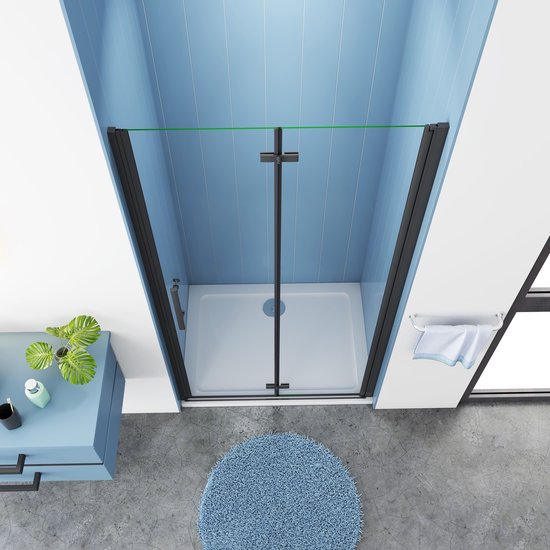 Douchedeur Black Poppy Nisdeur 110x195 - Vouwdeur 2-delig - 6mm Helder ...