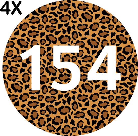Containerstickers Huisnummer "154" - 25x25cm - Panter Print Cirkel met ...