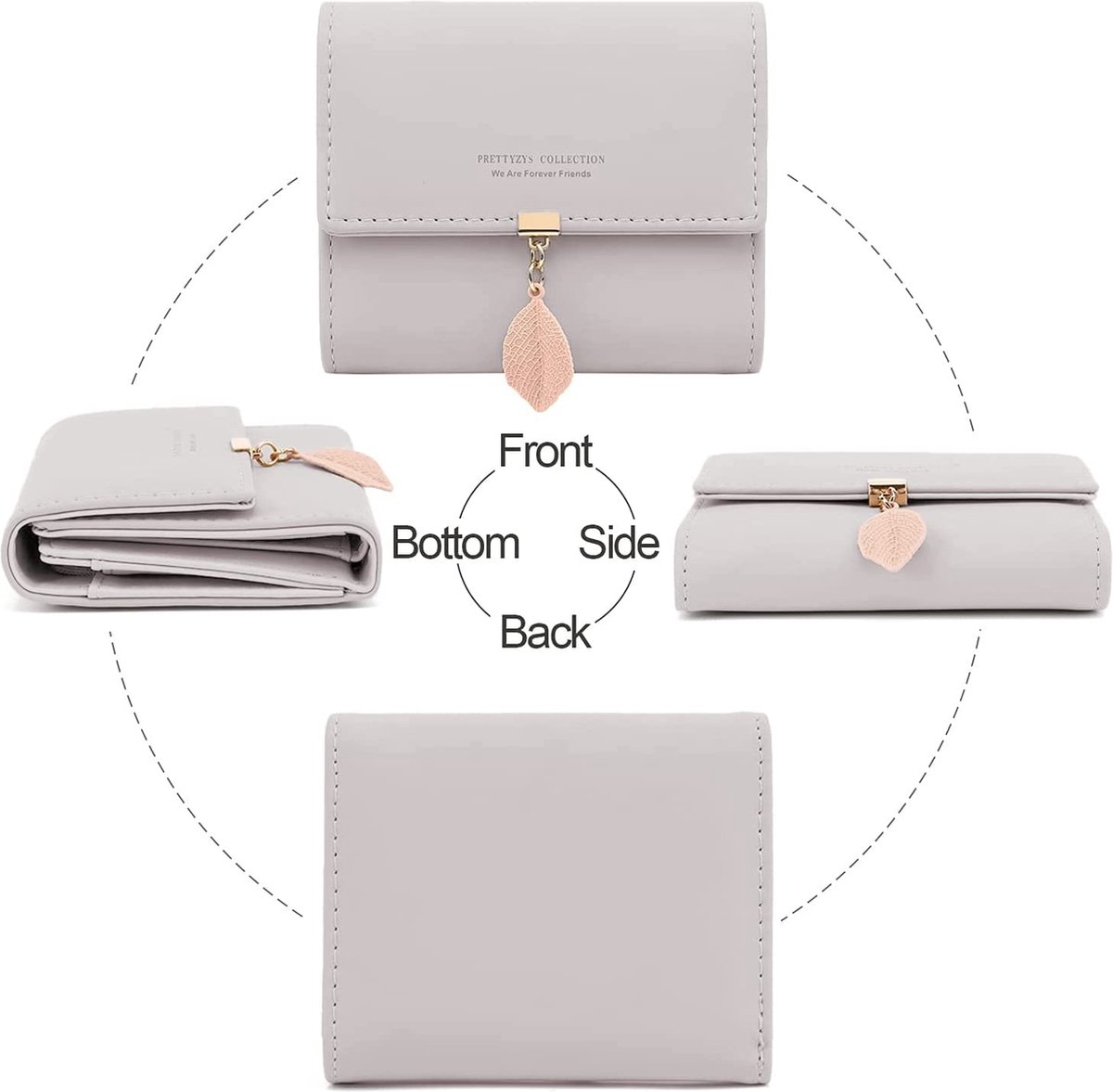 Portemonnee voor dames van glad en zacht kunstleer, klein en kort ...