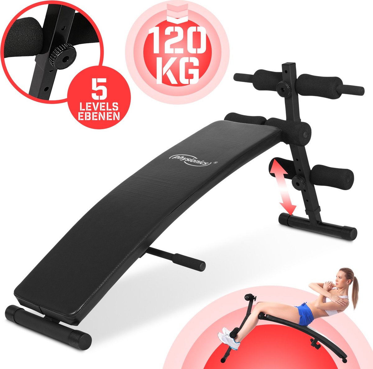 Physionics - Fitness Buiktrainer - Rugtrainer - Trainingsbankje ...