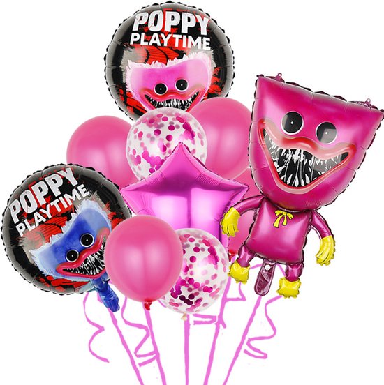 Loha Party®thema Poppy Playtime Roze Versiering Folie Ballonen Set 8339
