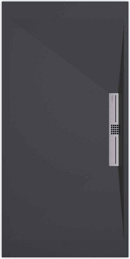 Sanifun douchebak Stone Side Anthraciet Smooth 1600 x 800 S | bol.com