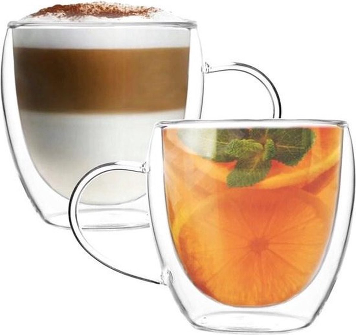 MONOO Dubbelwandige Glazen met Oor - Koffieglazen - Theeglazen - 250ML ...