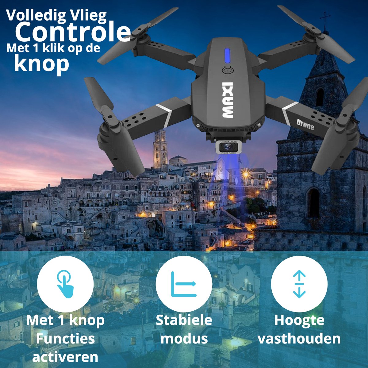 Maxi Drone met Camera – Mini drone met 2x HD Camera – Geen vliegbewijs ...