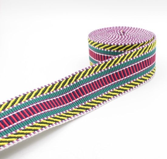 5 Meter Etnische TASSENBAND, Breedte 38MM, Kleur 07 MULTIKLEUREN | bol