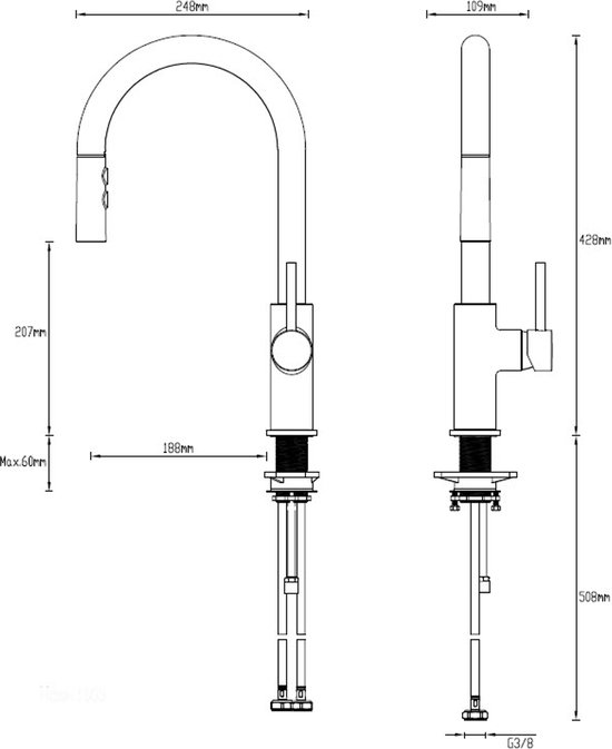 AquaVive Keukenmengkraan Yamuna Met Handdouche Chroom | bol