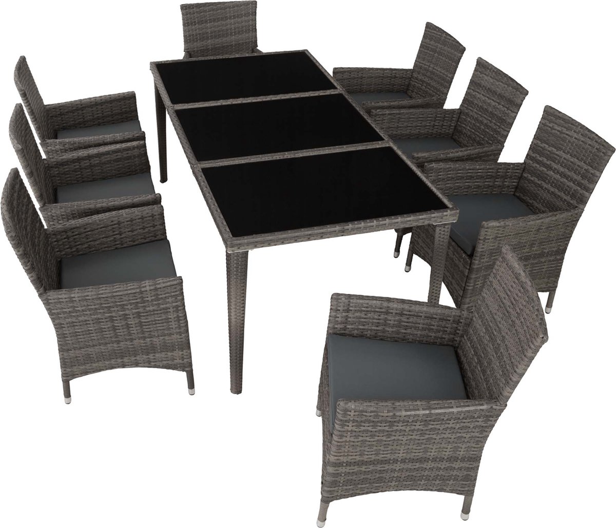 tectake - Wicker zitgroep tuinset Monaco - incl. beschermhoes - grijs ...