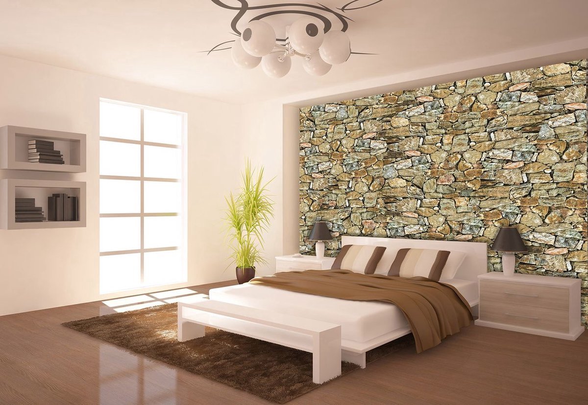 Fotobehang - Vlies Behang - Muur van Sierstenen - 152,5 x 104 cm | bol