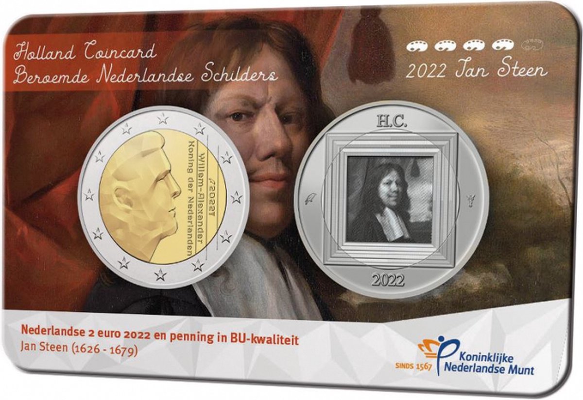 Nederland 2022 Holland coin Fair coincard Jan Steen met zilveren ...