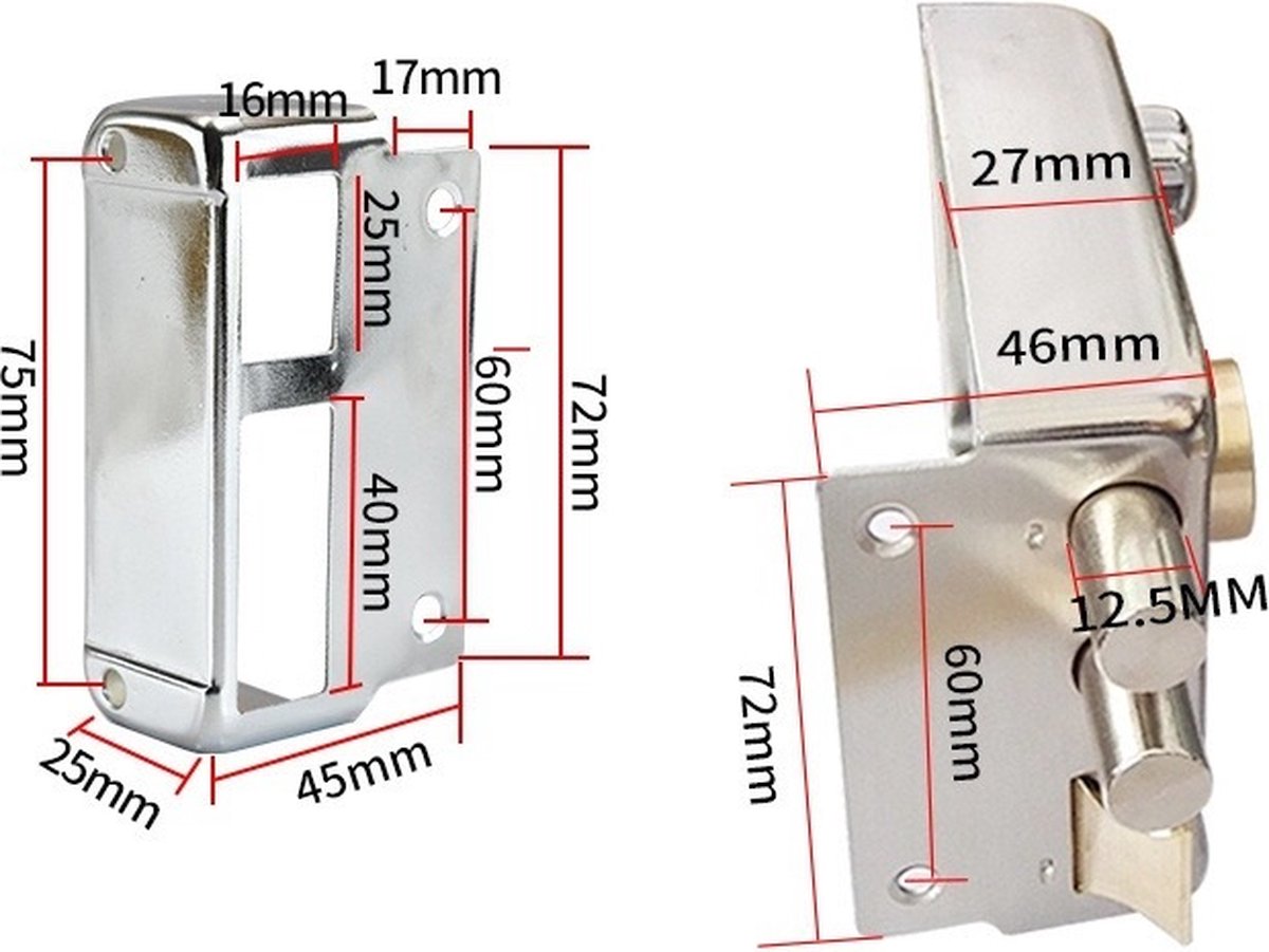 Poortslot met sleutel Poortbeslag Schutting Slot met cylinder hekslot ...