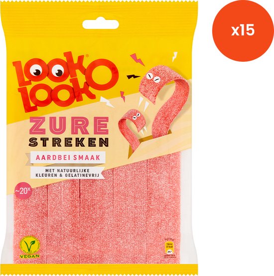 Look-O-Look Zure Streken - aardbei - 200g x 15 | bol.com
