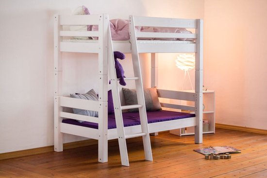MOJO Stapelbed schuine ladder White Wash 70 x 160 cm - inclusief ...