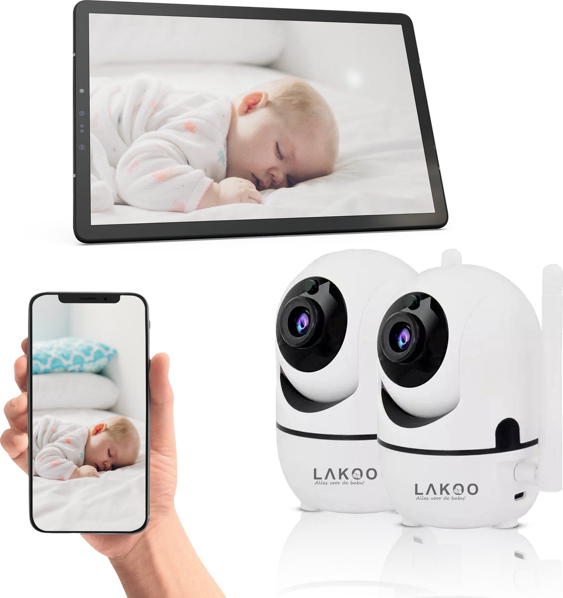 Lakoo- 2 x (stuks) Babyfoon met camera - Babyfoon - Huisdiercamera ...