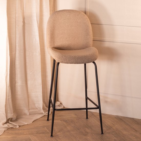 Barkruk Teddy Taupe - Stalen Frame - Zithoogte 75cm - Stoel Dewi - Giga ...