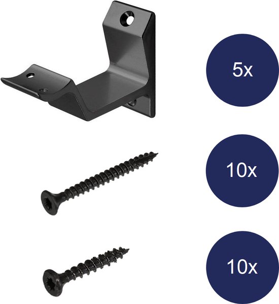 Trapleuninghouder Zwart - Opschroef - Hol Zadel - 5 stuks - 3542-18 ...
