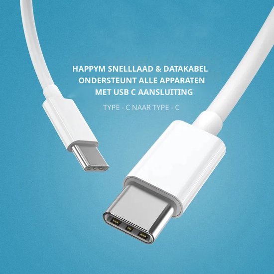 2 meter witte USB-C kabel perfect voor snelle en efficiënte data- en ...