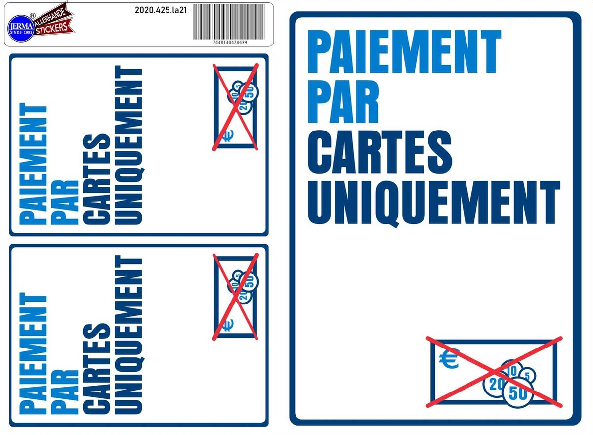 Paiment par cartes unquement kassa sticker set. | bol.com