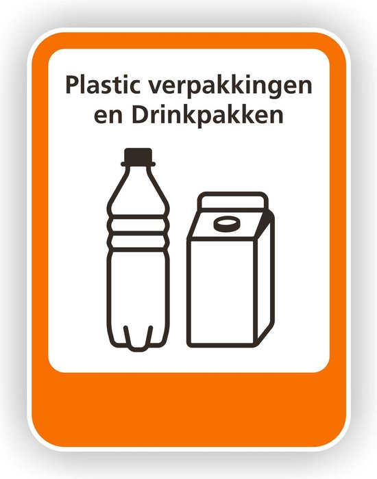 Plastic verpakking en drinkpakken recycling pictogram sticker | bol.com