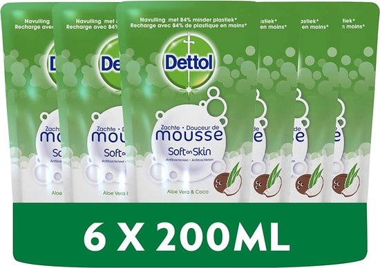 Dettol Handzeep - Navulling - Aloë vera & Coco - Zachte Mousse - 200ml ...