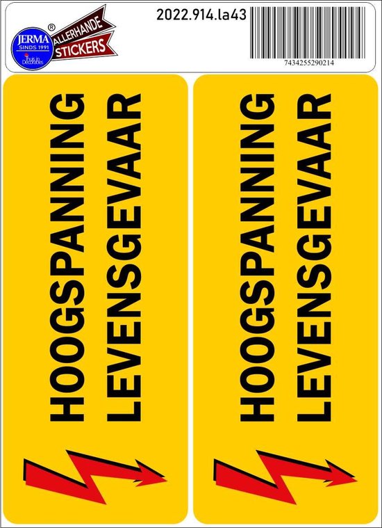Hoogspanning levensgevaar waarschuwing sticker set 2 stuks. | bol.com
