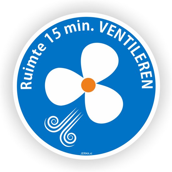 Ruimte 15 minuten ventileren pictogram sticker.20cm | bol.com