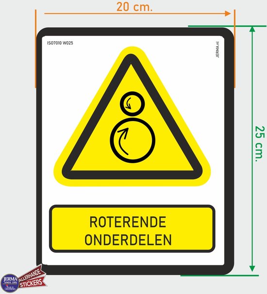 ISO7010 W025 roterende onderdelen Waarschuwing sticker 20x25cm | bol.com