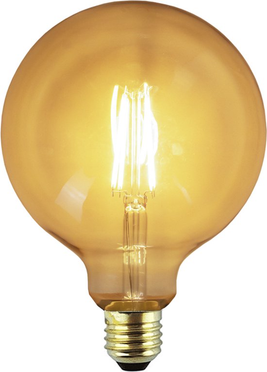 LED Filament Globe lamp | 125mm | Dimbaar | 6W | Amber | E27 - 2700K | bol