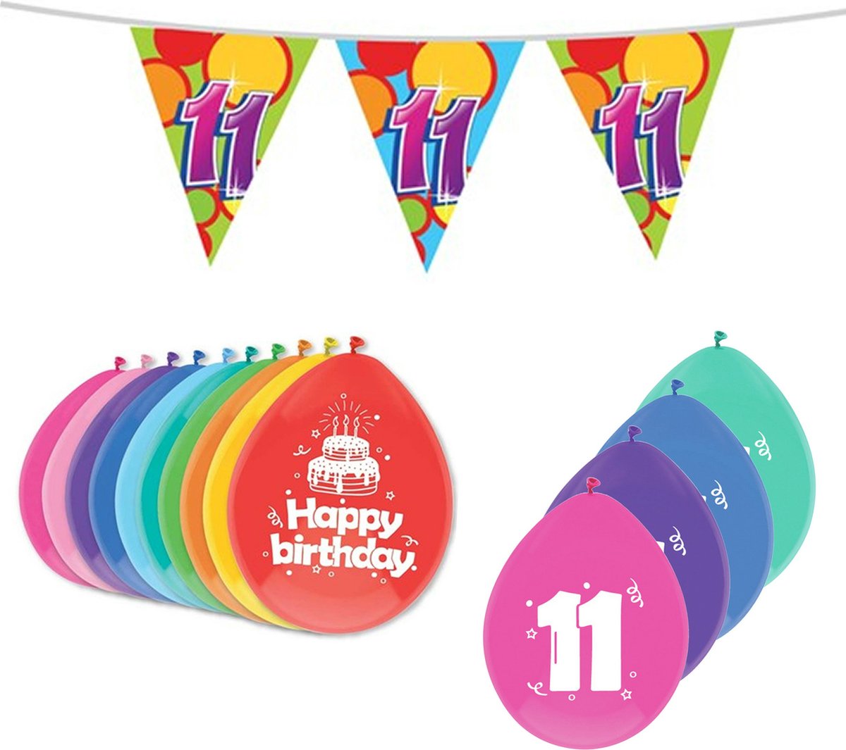 Haza Leeftijd verjaardag thema pakket 11 jaar - ballonnen/vlaggetjes ...