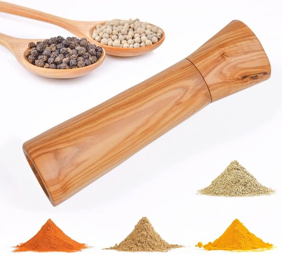Zout- en pepermolen, olijfhout, zout en pepermolen, set met peper en ...