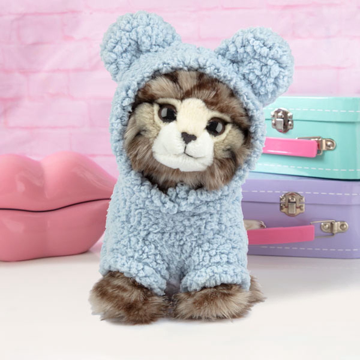 Studio Pets Knuffel - Britse langhaar kitten Paige 23cm met blauw teddy ...