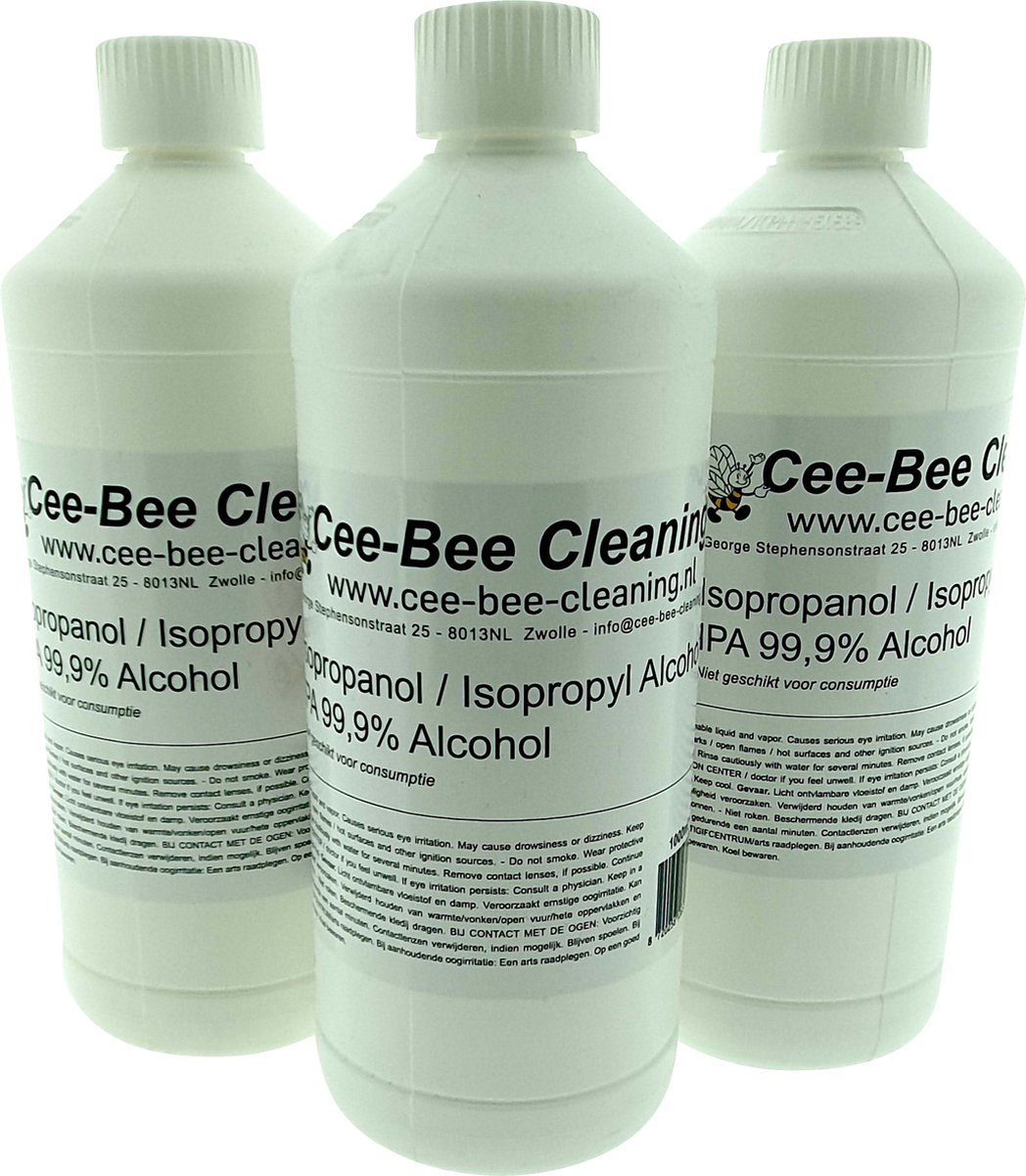 Cee-Bee Isopropanol | Isopropyl | IPA 99.9% Alcohol | 1000 ml | 3 flessen á 1 liter |... | bol.com
