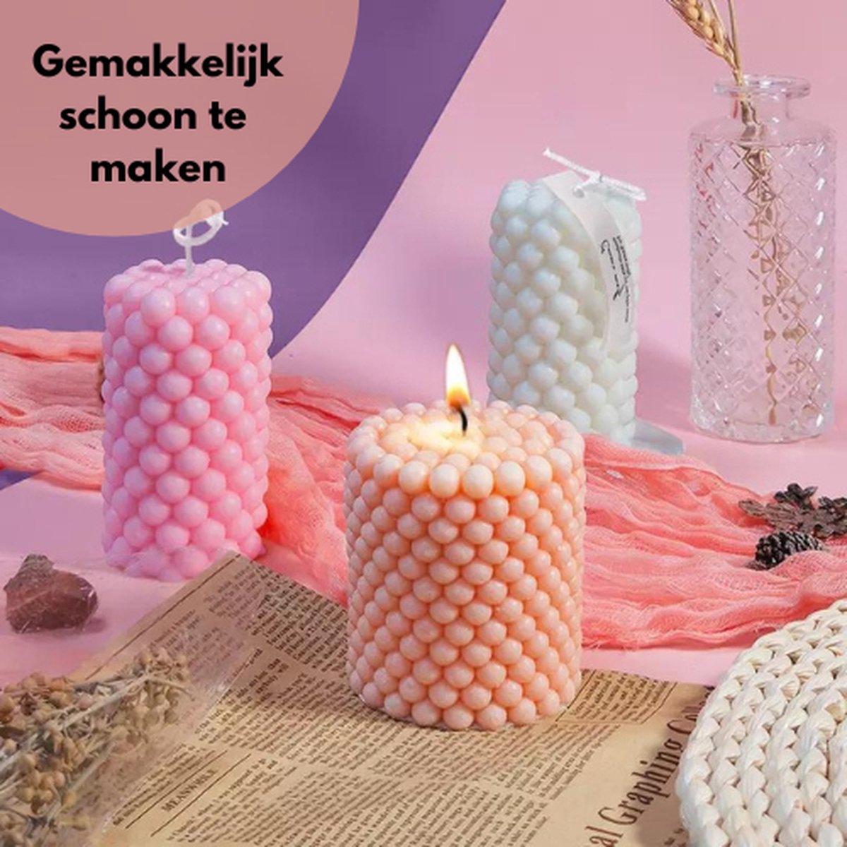 ZoeZo - Kaarsmal Cilinder M - Bubbel - Kaars mallen - Siliconen mal ...