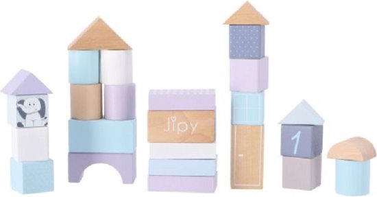 Jipy Houten Blokken 26-Delig Paars/Blauw | bol