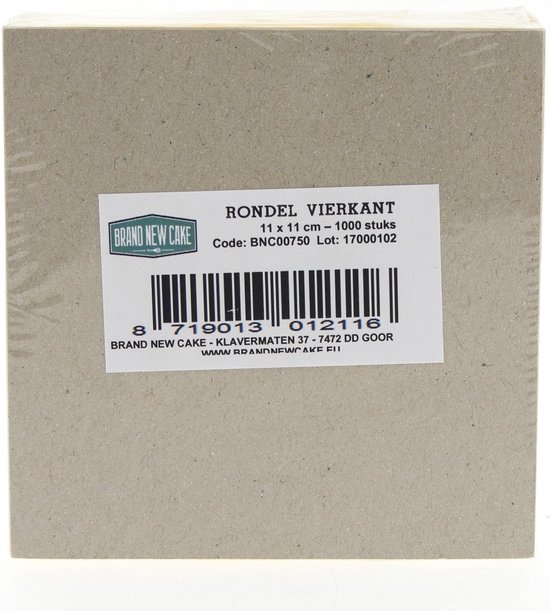 BrandNewCake Rondel Vierkant - 1000 stuks - Transparant voor gebak ...