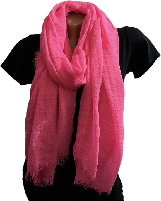 Lange Dunne Sjaal - Fluorescerend - Fel Roze - 190 x 95 cm (041174#) | bol