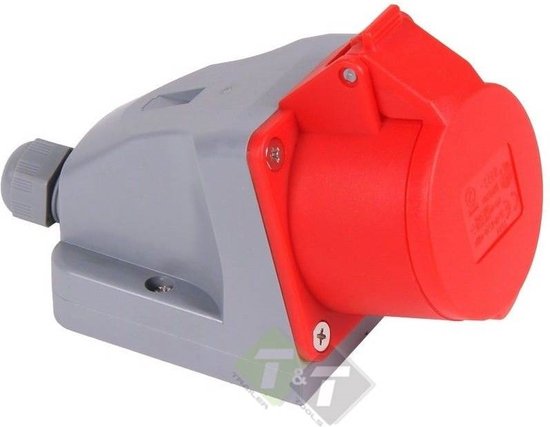 Wandcontactdoos - 5-Pen - 400V - 32A - CE keuring - Fluxon | bol.