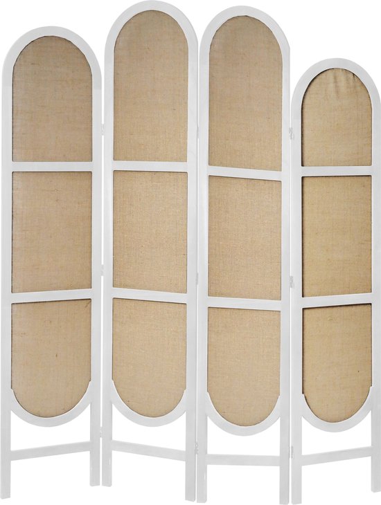 LW Collection Kamerscherm wit hout - kamerschermen 4 panelen - rond en ...